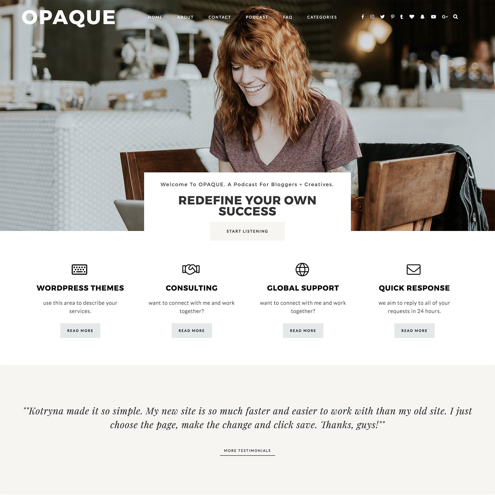 Responsive Wordpress Theme "opaque" | Website Design Podcast Business ...