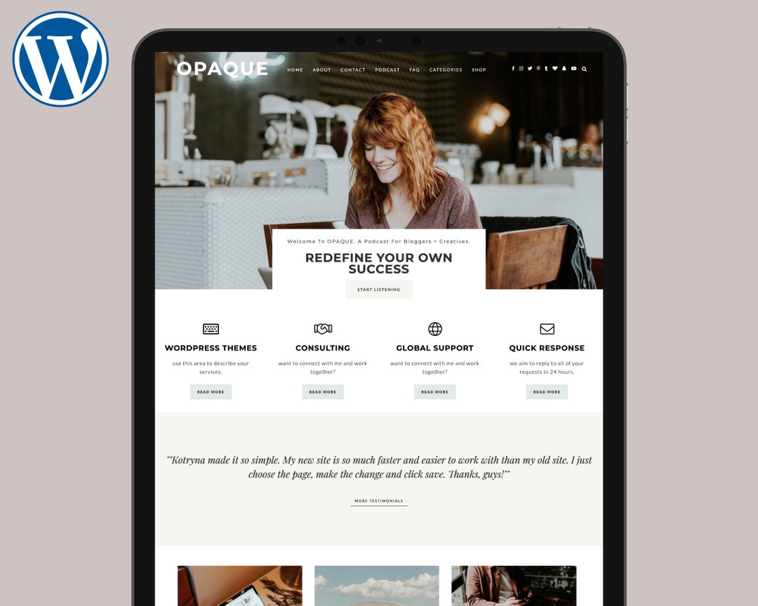 Responsive Wordpress Theme "opaque" | Website Design Podcast Business ...