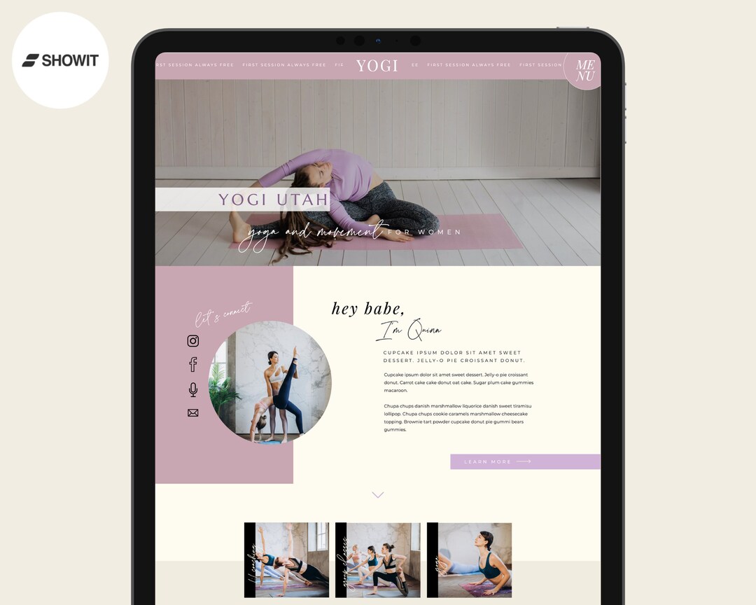 Yoga Studio Showit Website Template | Wellness Coach Website Design ...