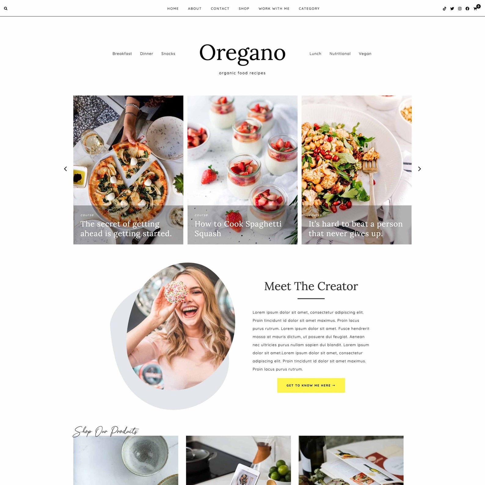 Wordpress Food Blog Theme "oregano" | Foodie Blogger Woo-commerce ...