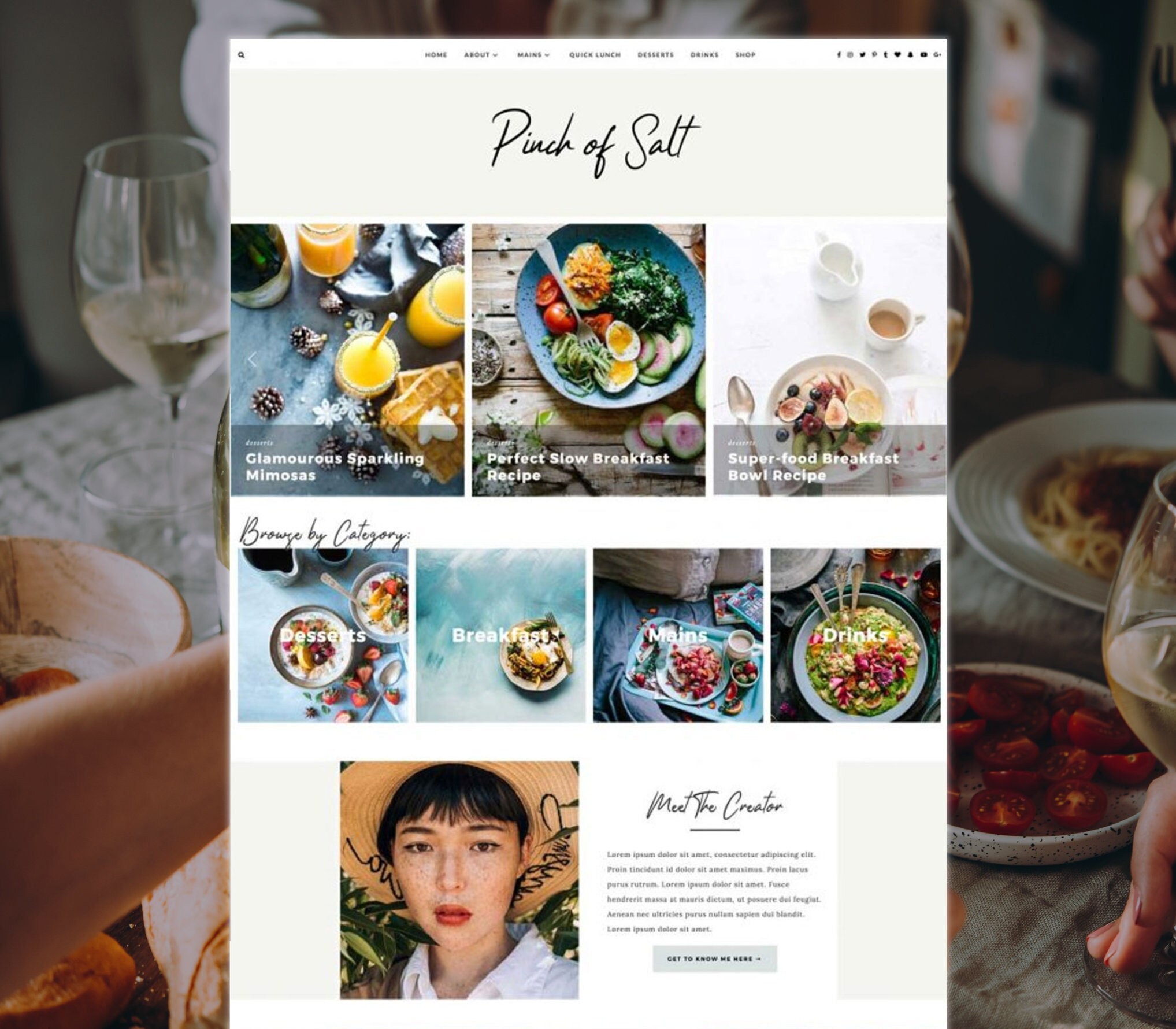 Wordpress Theme for Food Bloggers pinch of Salt - Etsy