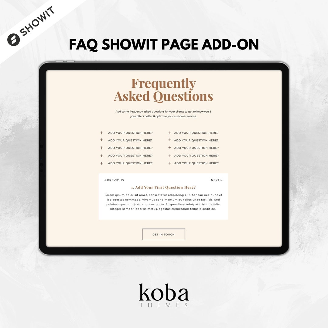 FAQ Showit Page Template Add on Minimal Accordion Design - Etsy