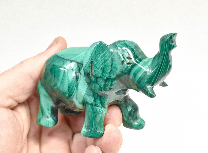 3.34" POLISHED MALACHITE ELEPHANT Animal Carving Congo - Cm233 - Etsy