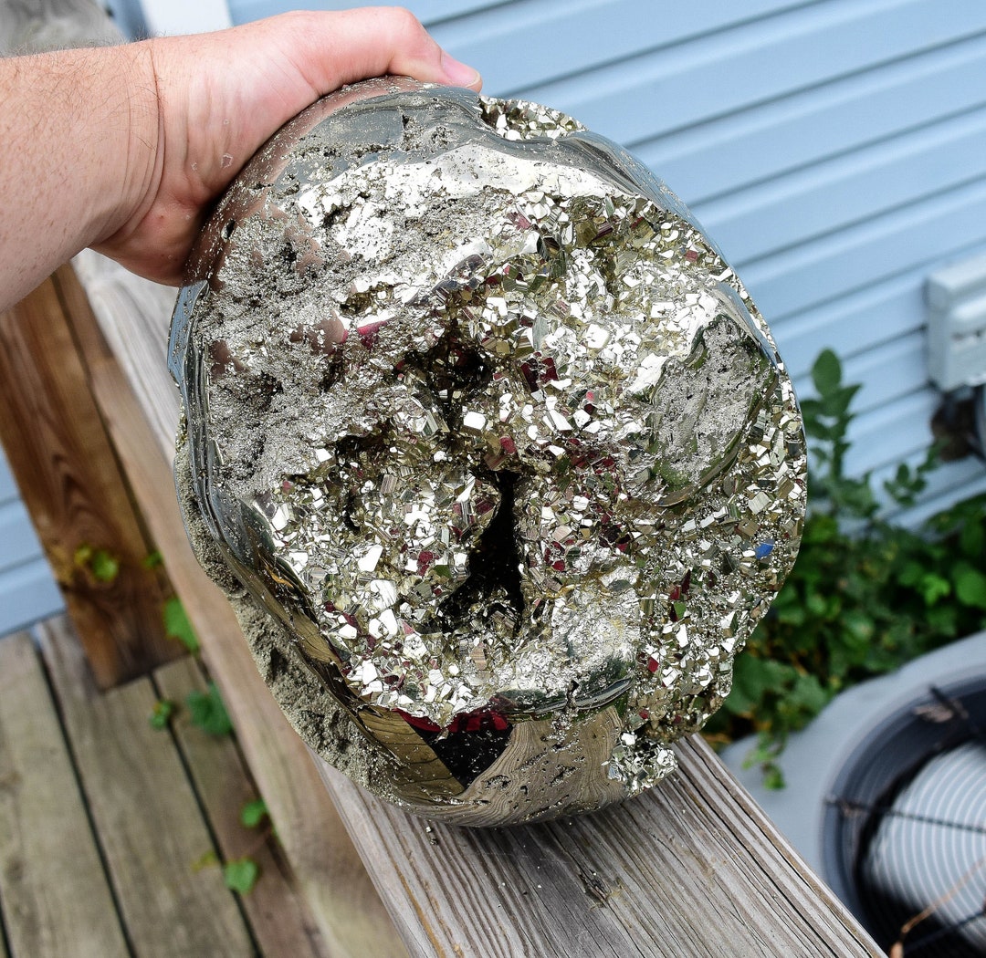 10.23" Amazing XL Golden PYRITE Geode Polished Freeform 42.40 LB - Peru ...