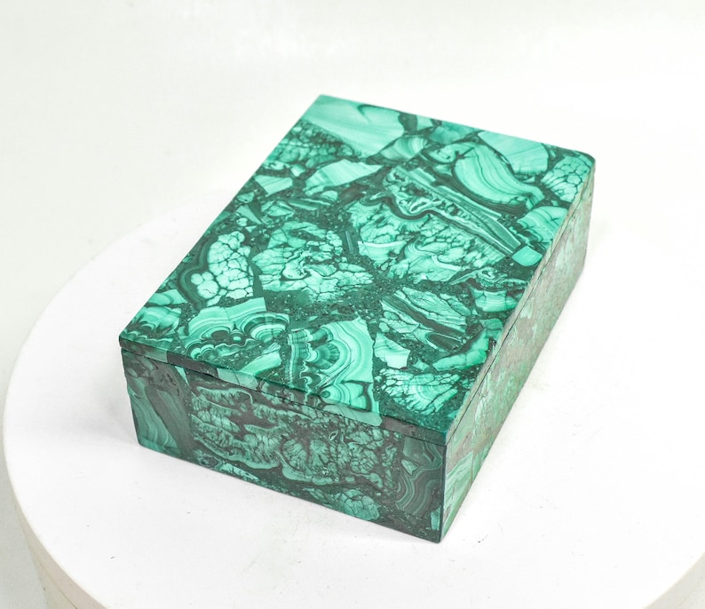 4.92" Polished MALACHITE JEWELRY BOX Congo - CM160 - Etsy