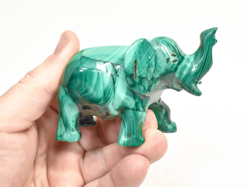 3.34" POLISHED MALACHITE ELEPHANT Animal Carving Congo - Cm233 - Etsy