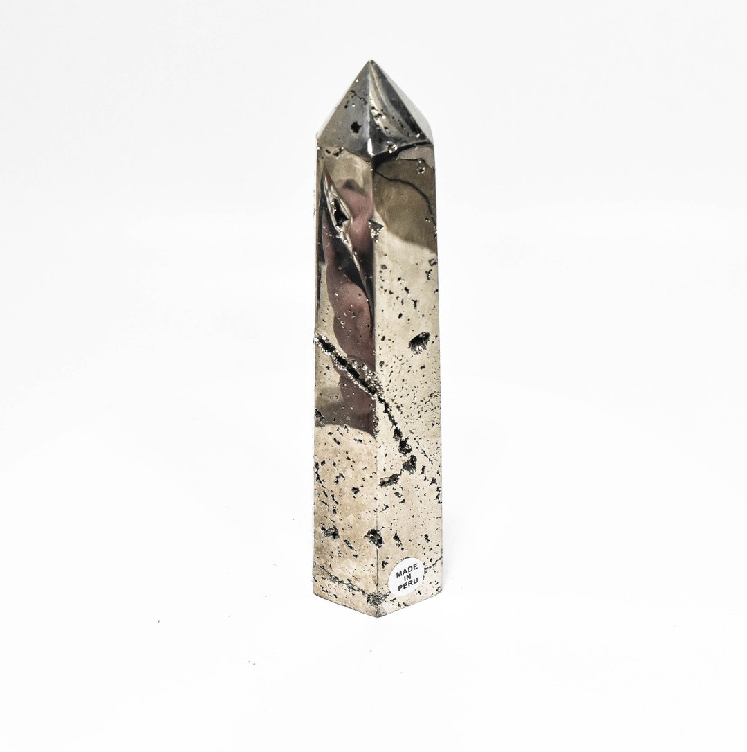 4.92 Golden PYRITE CRYSTAL OBELISK Tower video Huanzala Mine, Peru P785 ...