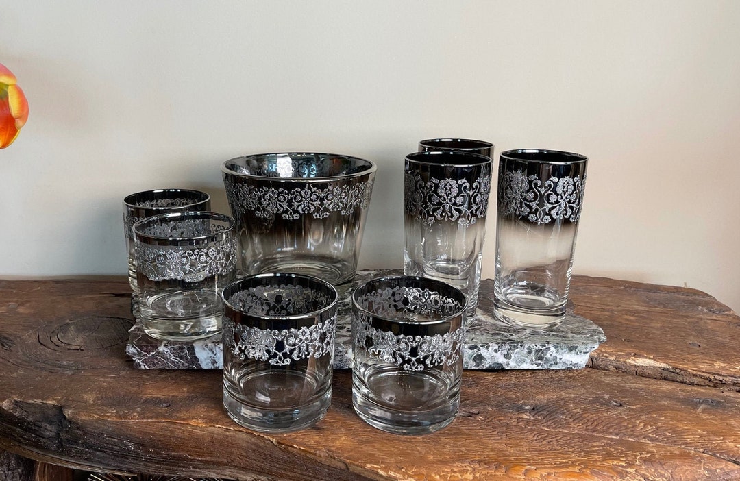 Vitreon Queen's Lusterware Bar Set Ice Bucket 4 Lowball - Etsy
