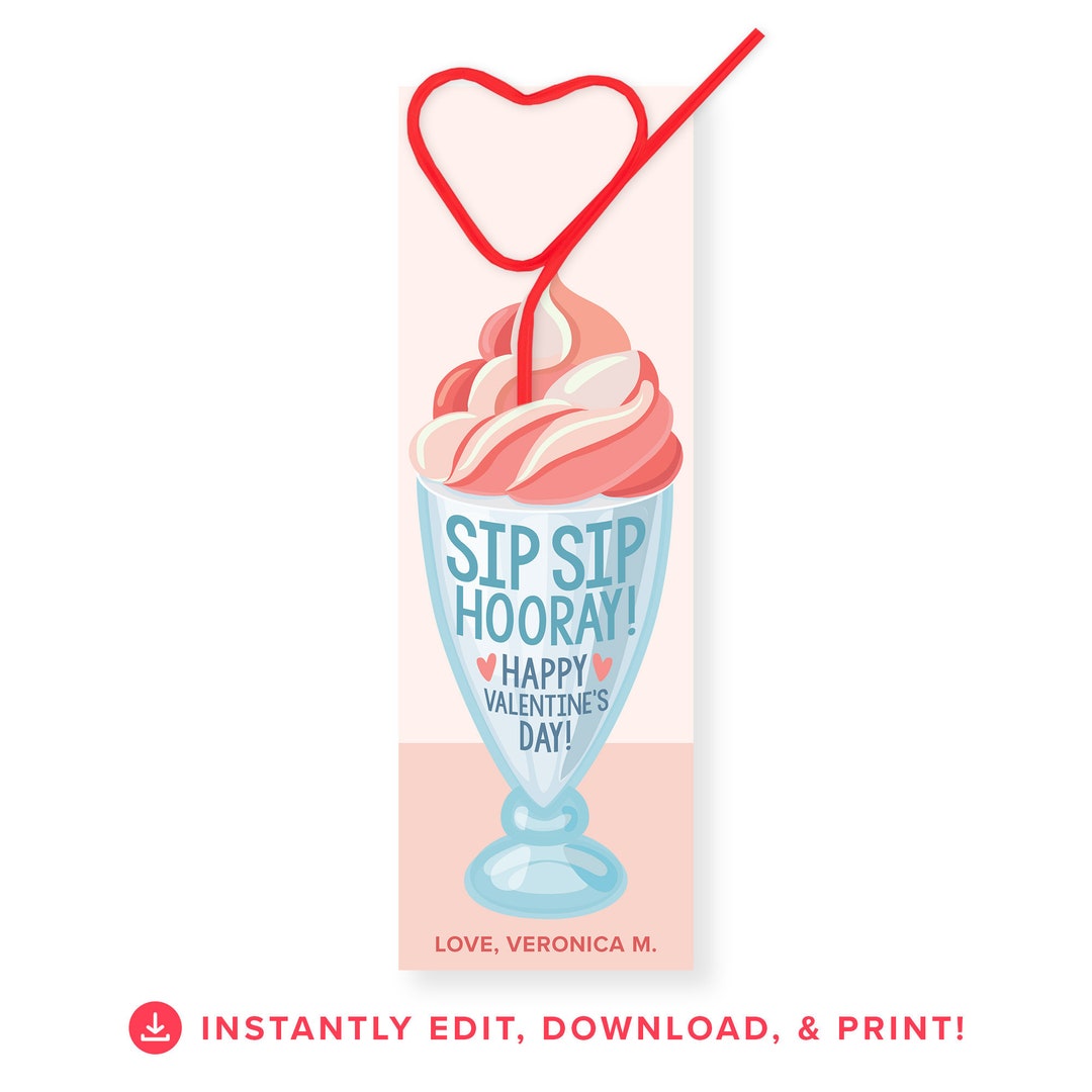 Silly Straw Valentine | Sip Sip Hooray! | Non-candy Valentine ...
