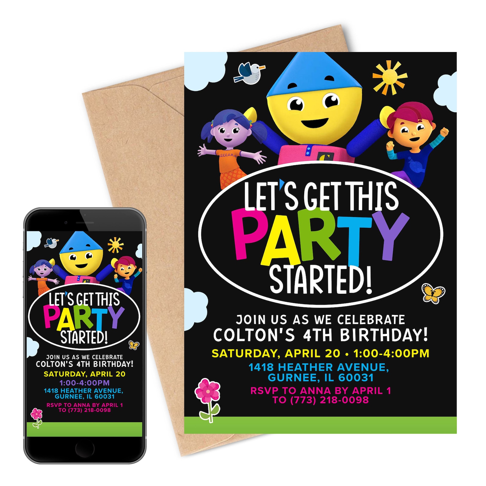 Charlie's Colorform City Birthday Invitation: Print & Mobile (instant ...