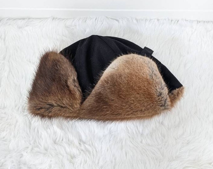 Canadian Military Yukon Hat Muskrat Fur and Wool Made in Canada Trapper ...