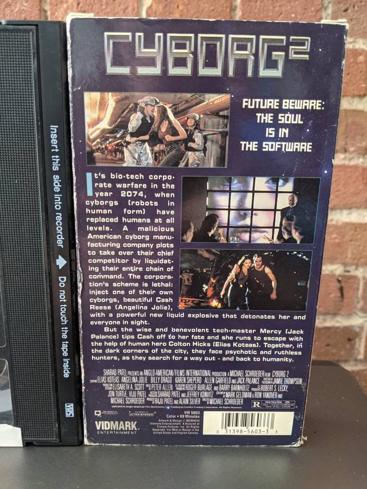 Vintage VHS Cyborg 2 Science Fiction Film von 1993 mit Angelina Jolie ...