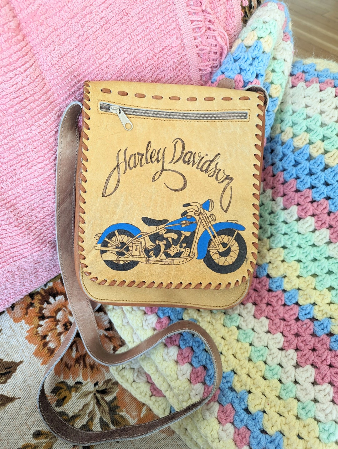 Vintage Handmade Harley Davidson Fan Art Leather Purse - Etsy