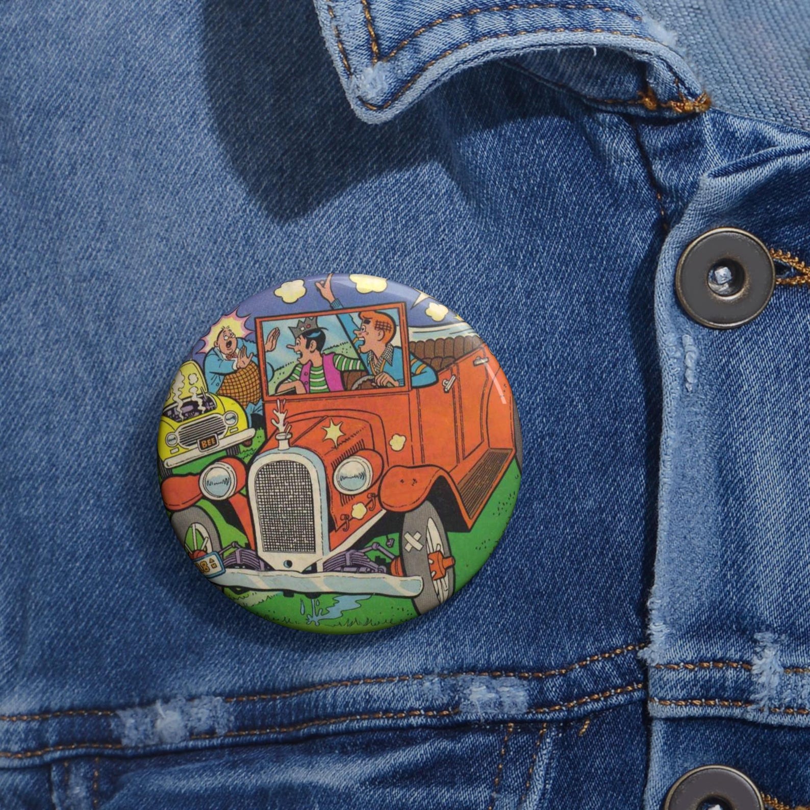 Archie and His Jalopy Pin Button - Etsy