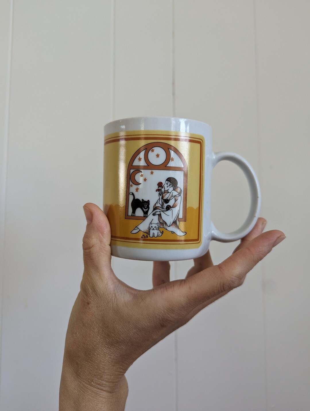 Vintage 1980s Crying Pierrot and Cats Coffee Mug - Etsy