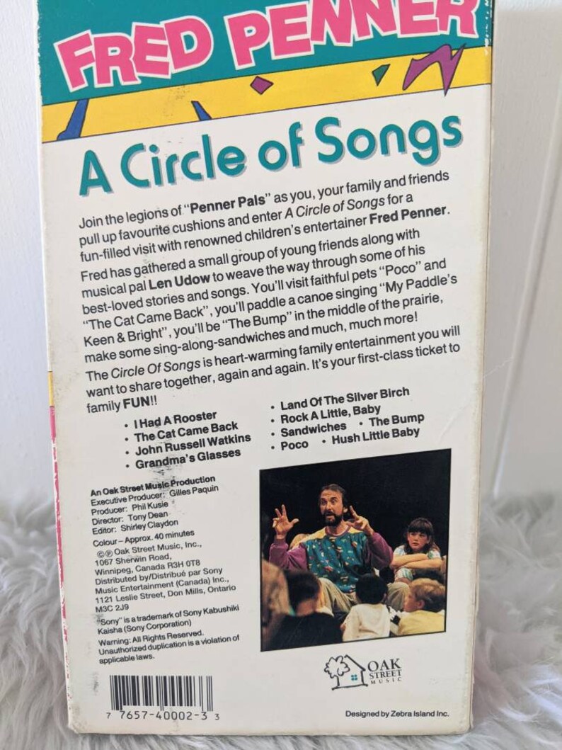 VHS Fred Penner A Circle of Songs Kids Concert Oak Street Music ...