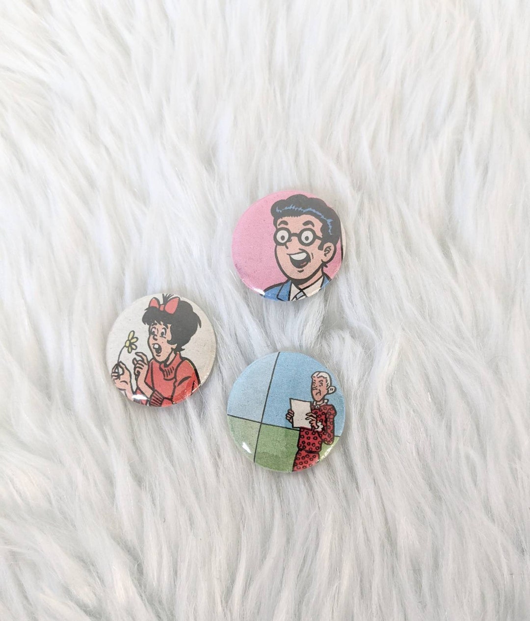 Custom Set of Three One of a Kind Pinback Badge Buttons Dilton Doiley ...