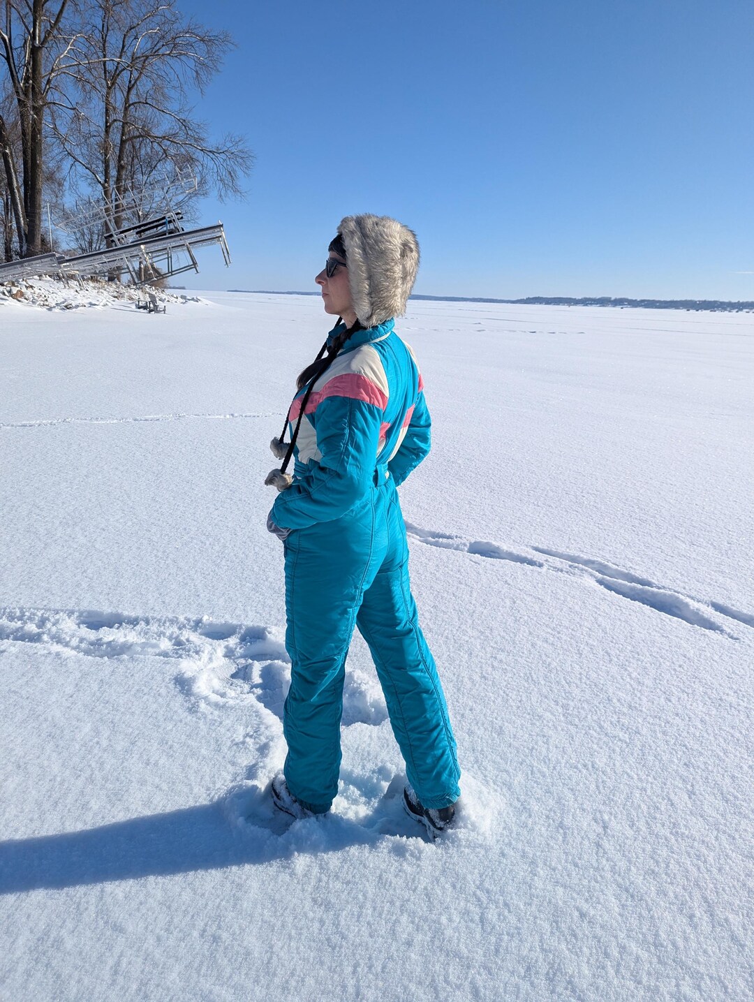 Vintage 1980s Ispo One Piece Teal and Pink Snowsuit With Belt - Etsy
