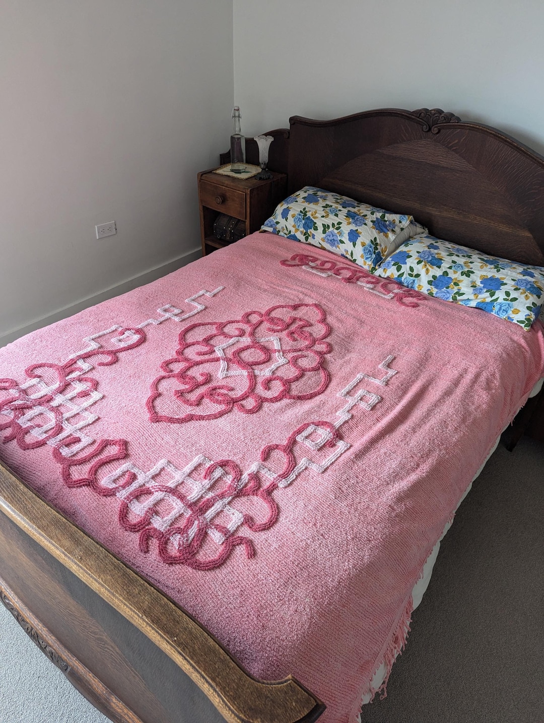 Vintage 1960s Pink Chenille Bedspread - Etsy