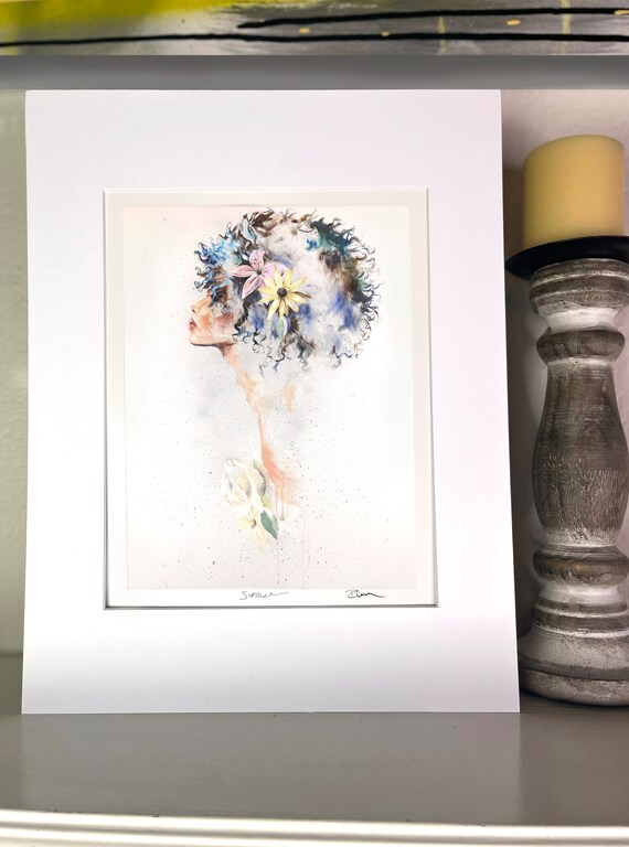 Woman Art Profile Face Flower Art Print - Etsy