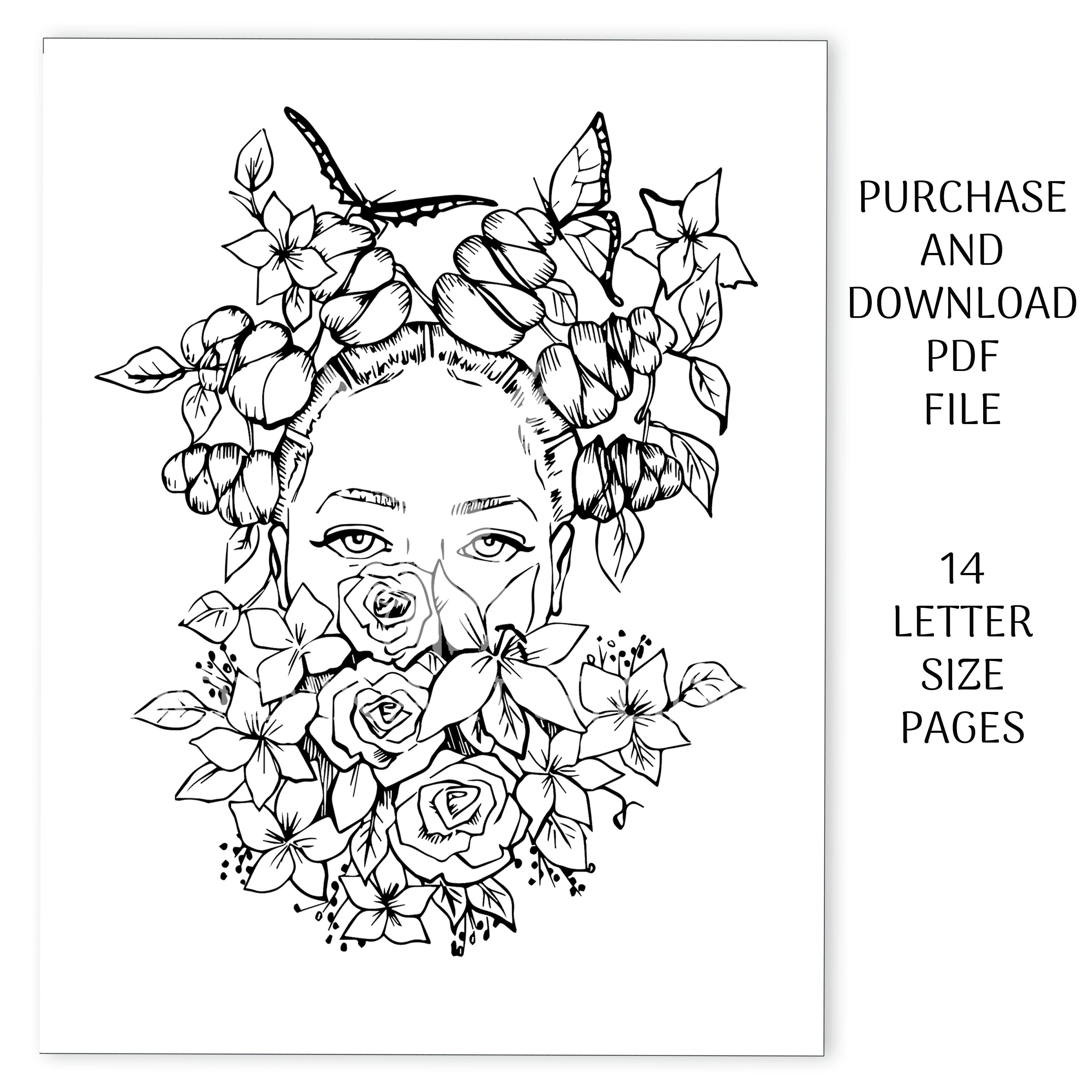 Beautiful Woman Printable Coloring Book Printable Coloring - Etsy