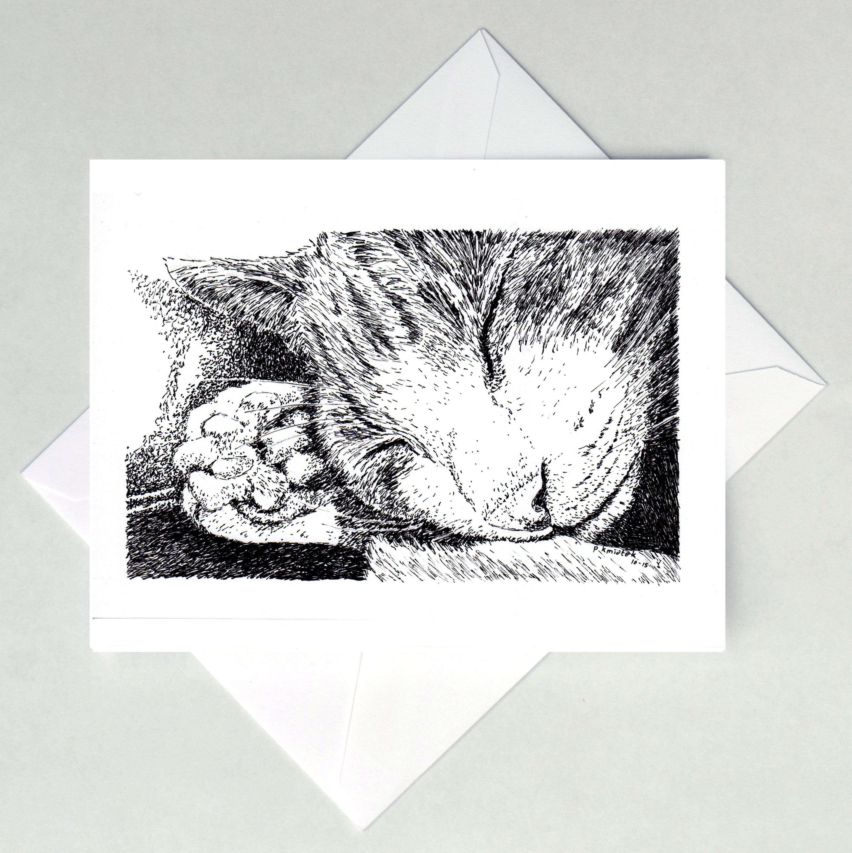 Sleeping Cat Note Cards - Etsy