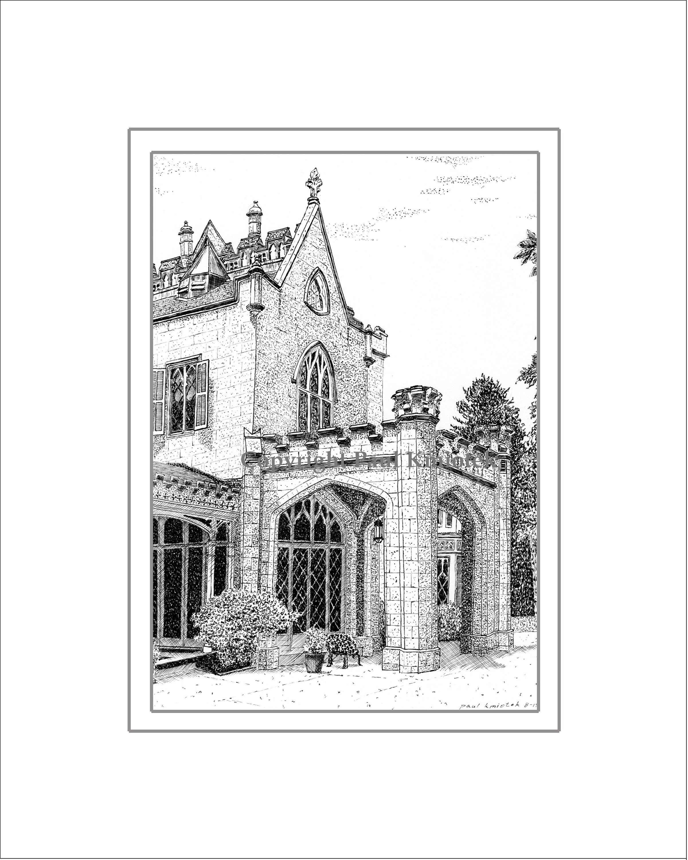 Lyndhurst Mansion Entrance, Hudson River, Pen and Ink Print - Etsy