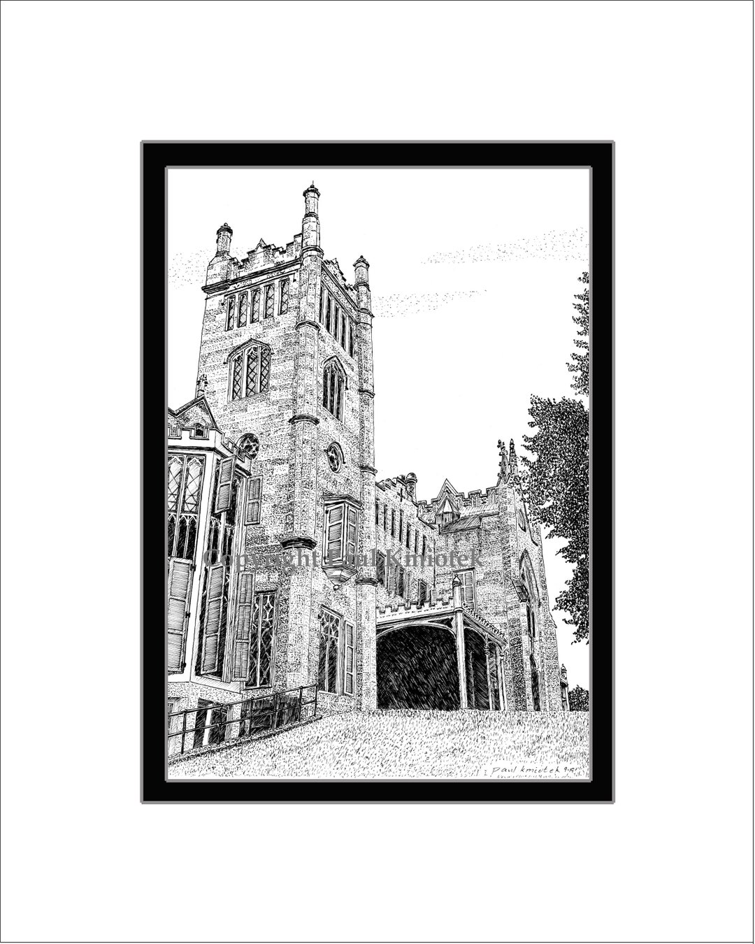 Lyndhurst Mansion Tower, Hudson River, Pen and Ink Print - Etsy
