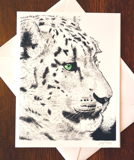 Snow Leopard Note Cards | Etsy