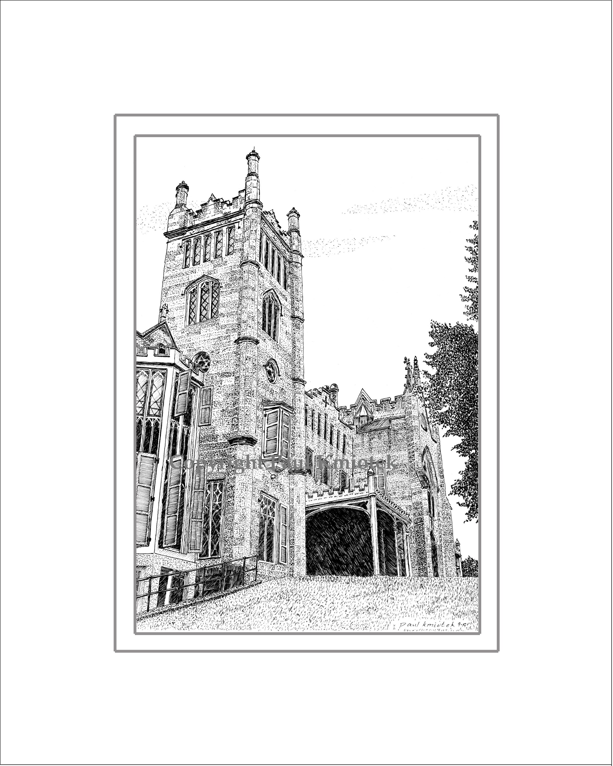 Lyndhurst Mansion Tower, Hudson River, Pen and Ink Print - Etsy