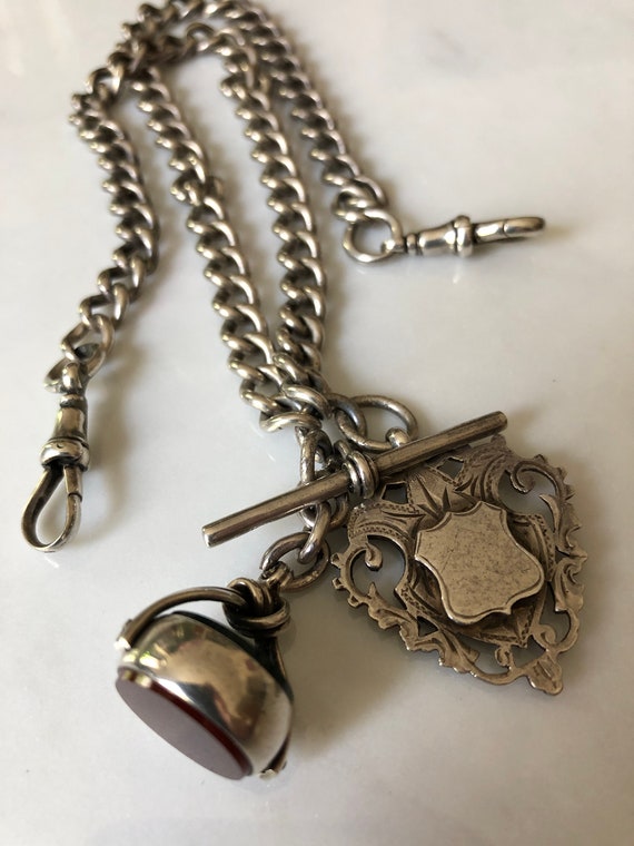 Albert chain, watch fob chain necklace, with antique … - Gem