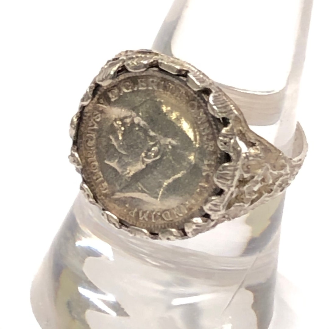 Antique Sterling Silver Coin Ring, Three Pence Coin Ring, 1917 Coin ...