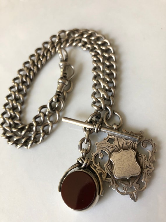 Albert chain, watch fob chain necklace, with antique … - Gem
