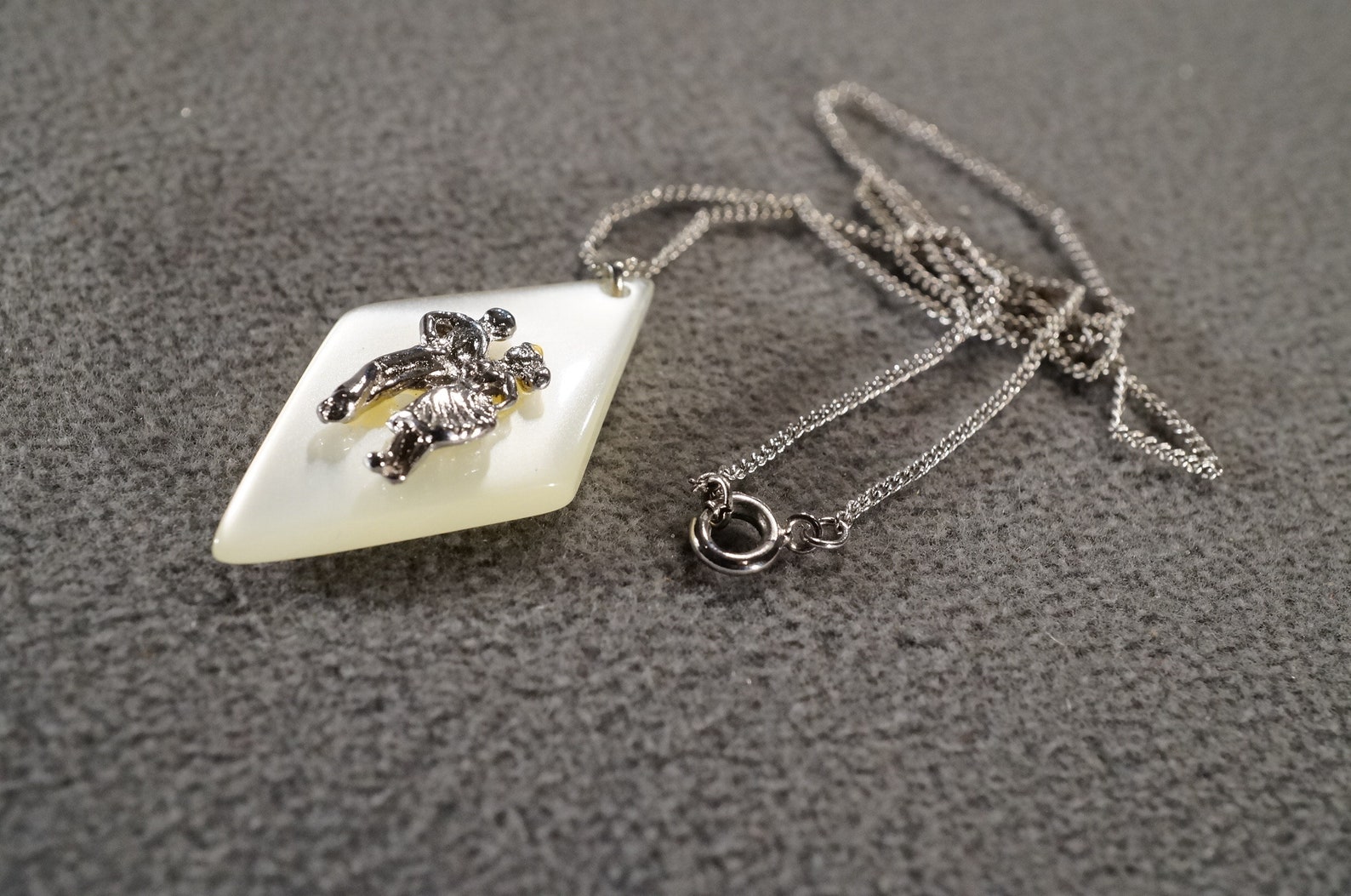 Vintage Art Deco Style Silver Tone Lucite Dancing Design Pendant Line ...