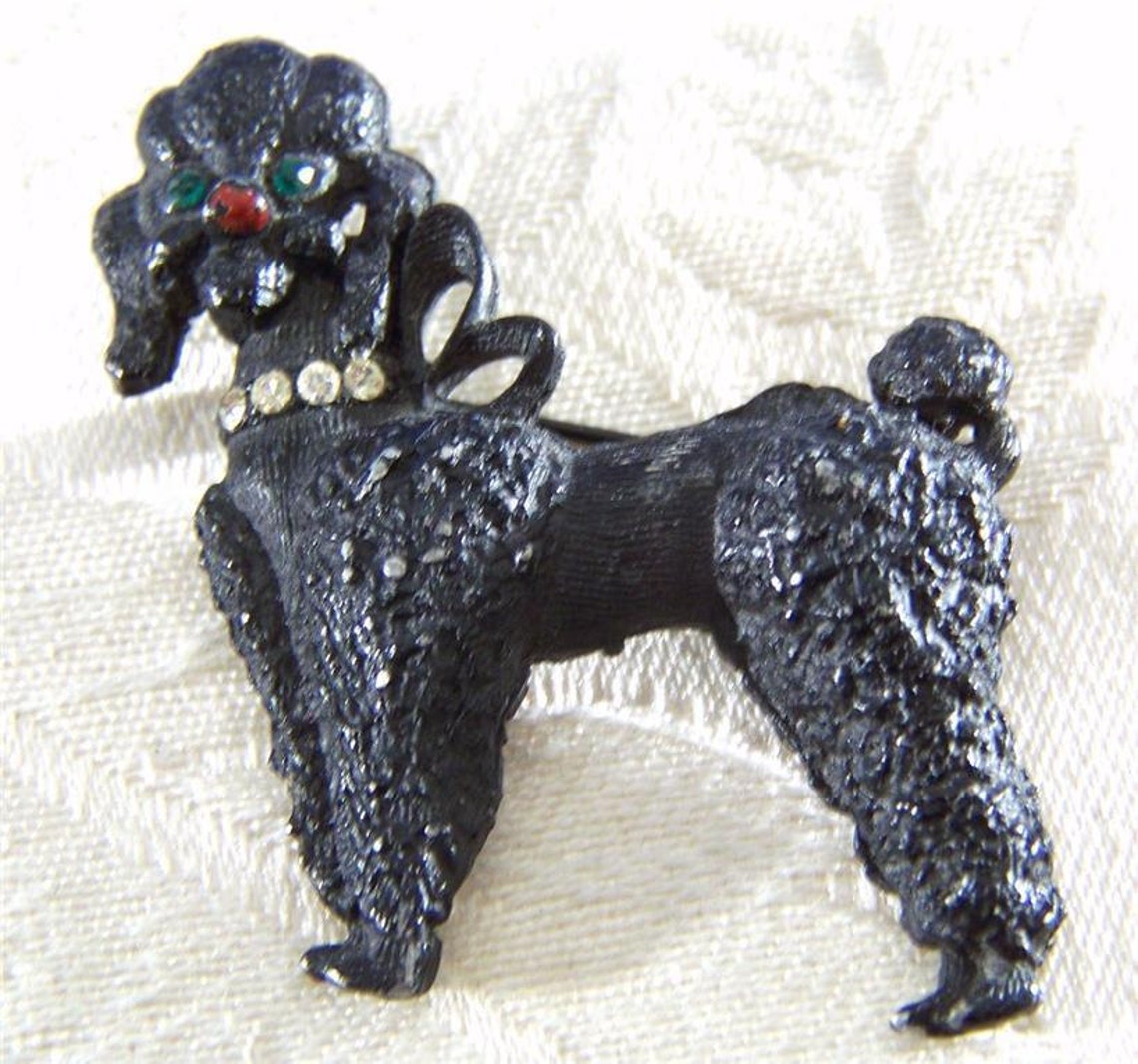 Vintage Bold Enamel Rhinestone Poodle Dog Pin Brooch Jewelry **RL - Etsy