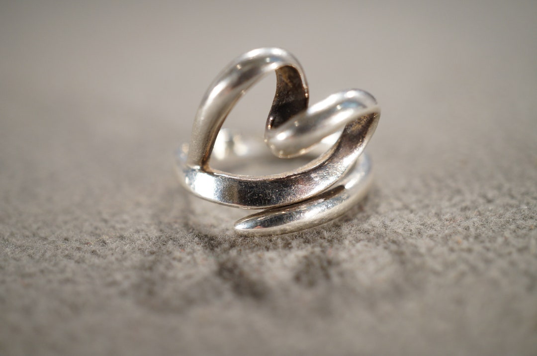 Antique Vintage Sterling Silver Looped Heart Design Stackable Classic ...