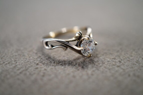 Vintage Wedding Band Stacker Design Ring Sterling Sil… - Gem