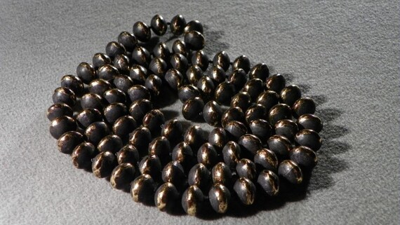 Vintage Multi Round Jet Black Yellow Gold tone Lucite… - Gem