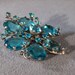 Vintage Yellow Gold Tone Large Pear Blue Round Rhinestone Pin Brooch RL ...