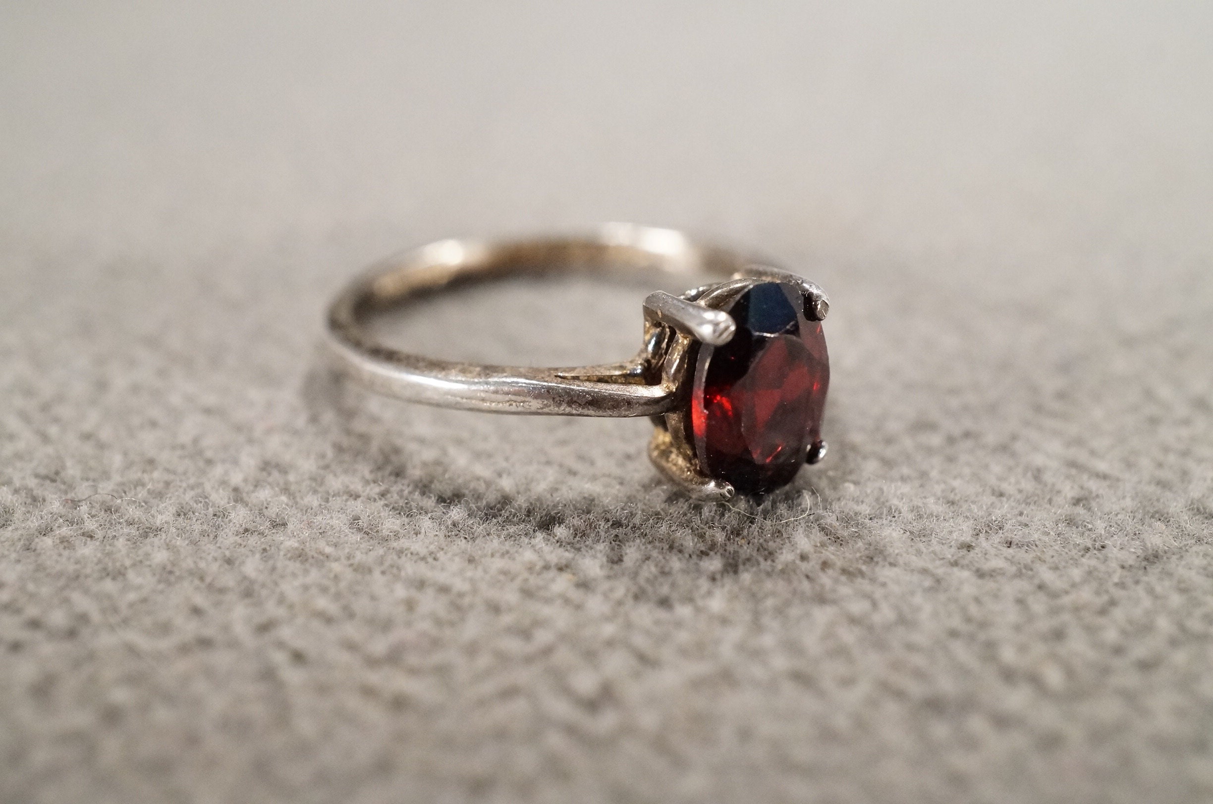 Vintage Wedding Band Stacker Design Ring Sterling Silver Oval Prong Set ...