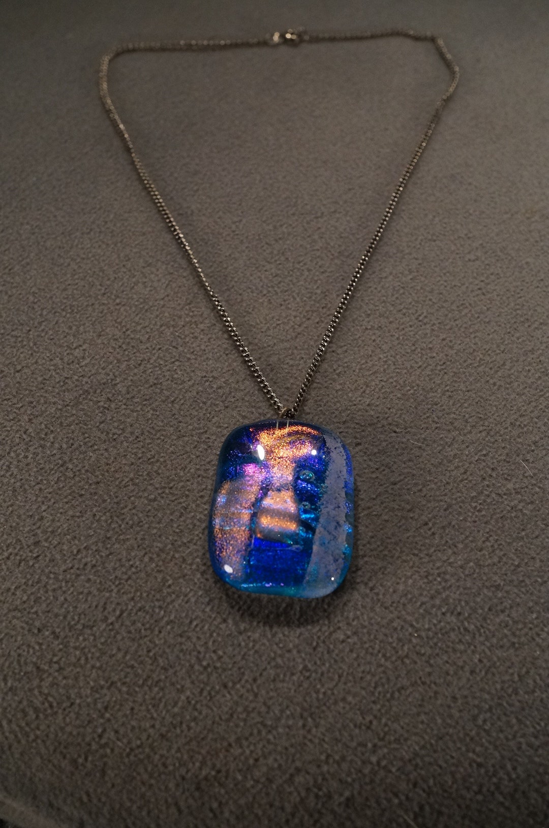 Vintage Art Deco Style Silver Tone Blue Italian Murano Art Glass Stone ...