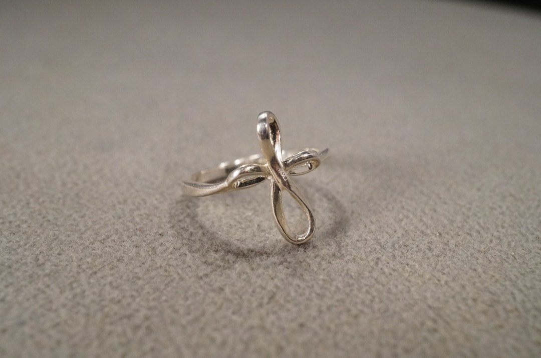 Vintage Sterling Silver Band Stacker Design Ring Raised Relief Twisted ...