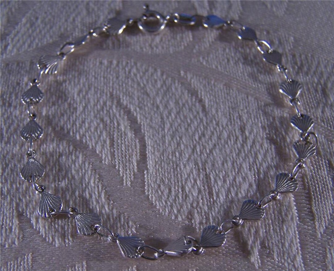 Vintage Sterling Silver Unique Shell Link Bracelet RL - Etsy