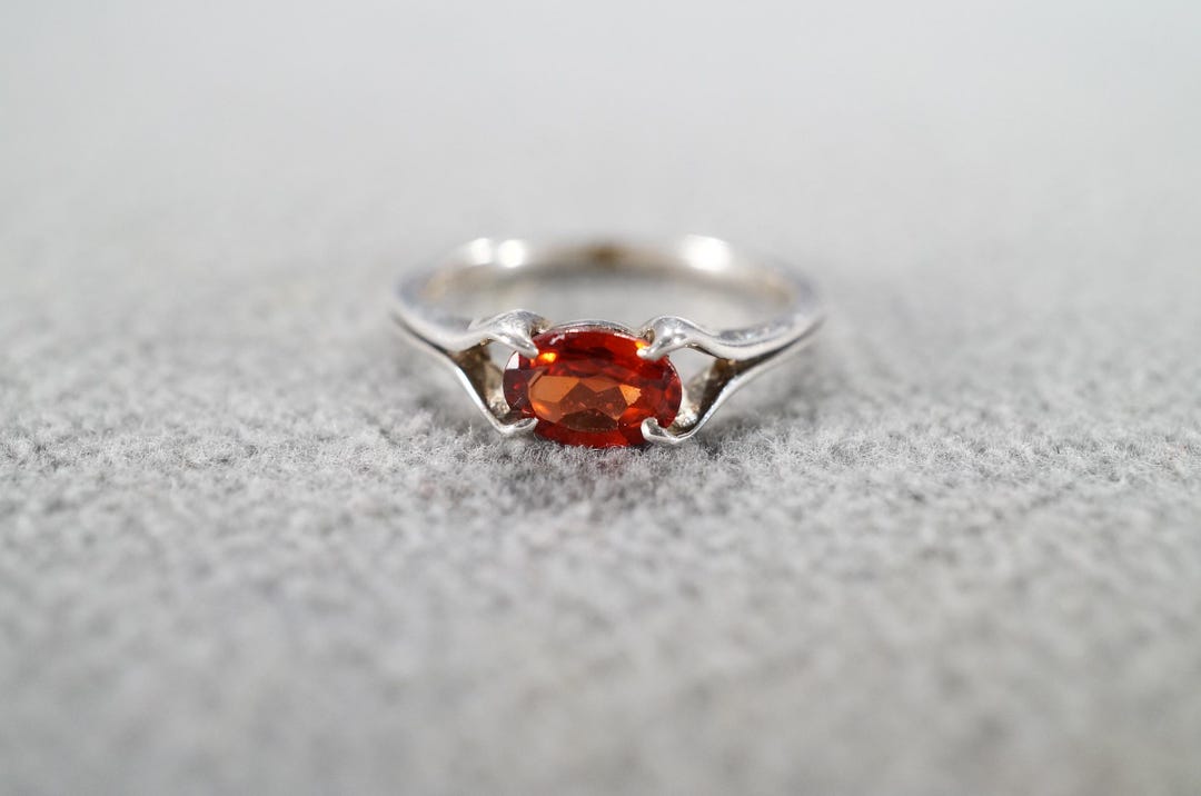 Vintage Wedding Band Stacker Design Ring Sterling Silver Oval Prong Set ...