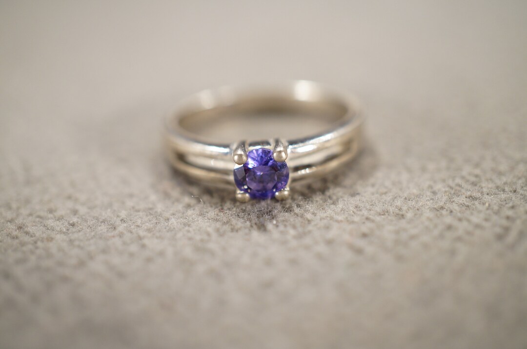 Vintage Wedding Band Stacker Design Ring Sterling Silver Round Prong ...