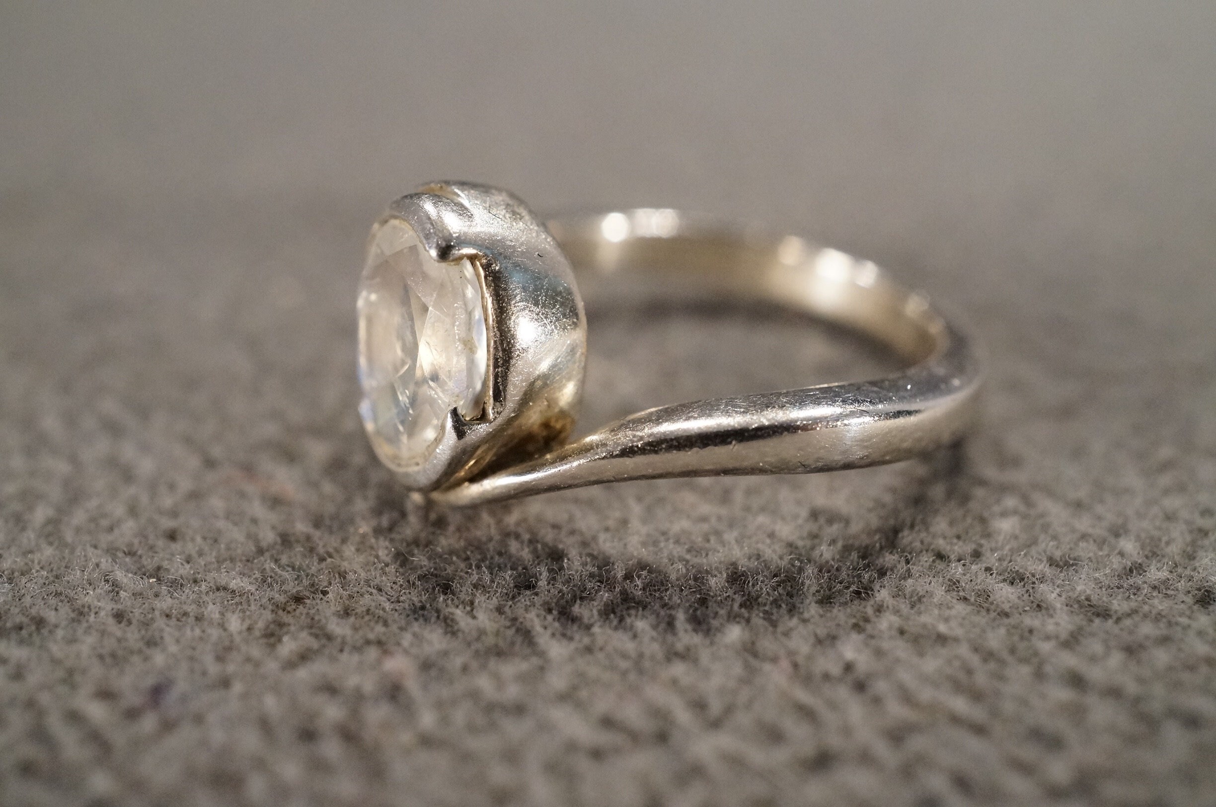 Vintage Wedding Band Stacker Design Ring Sterling Silver Oval Bezel Set ...