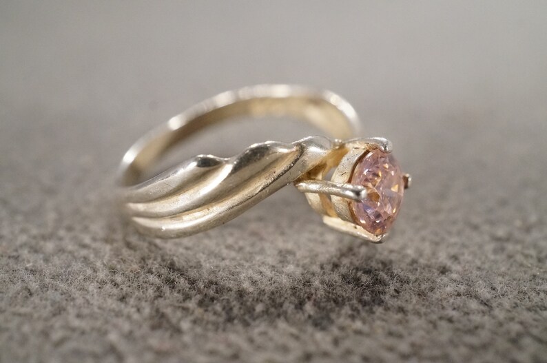 Vintage Wedding Band Stacker Design Ring Sterling Silver Round Prong ...