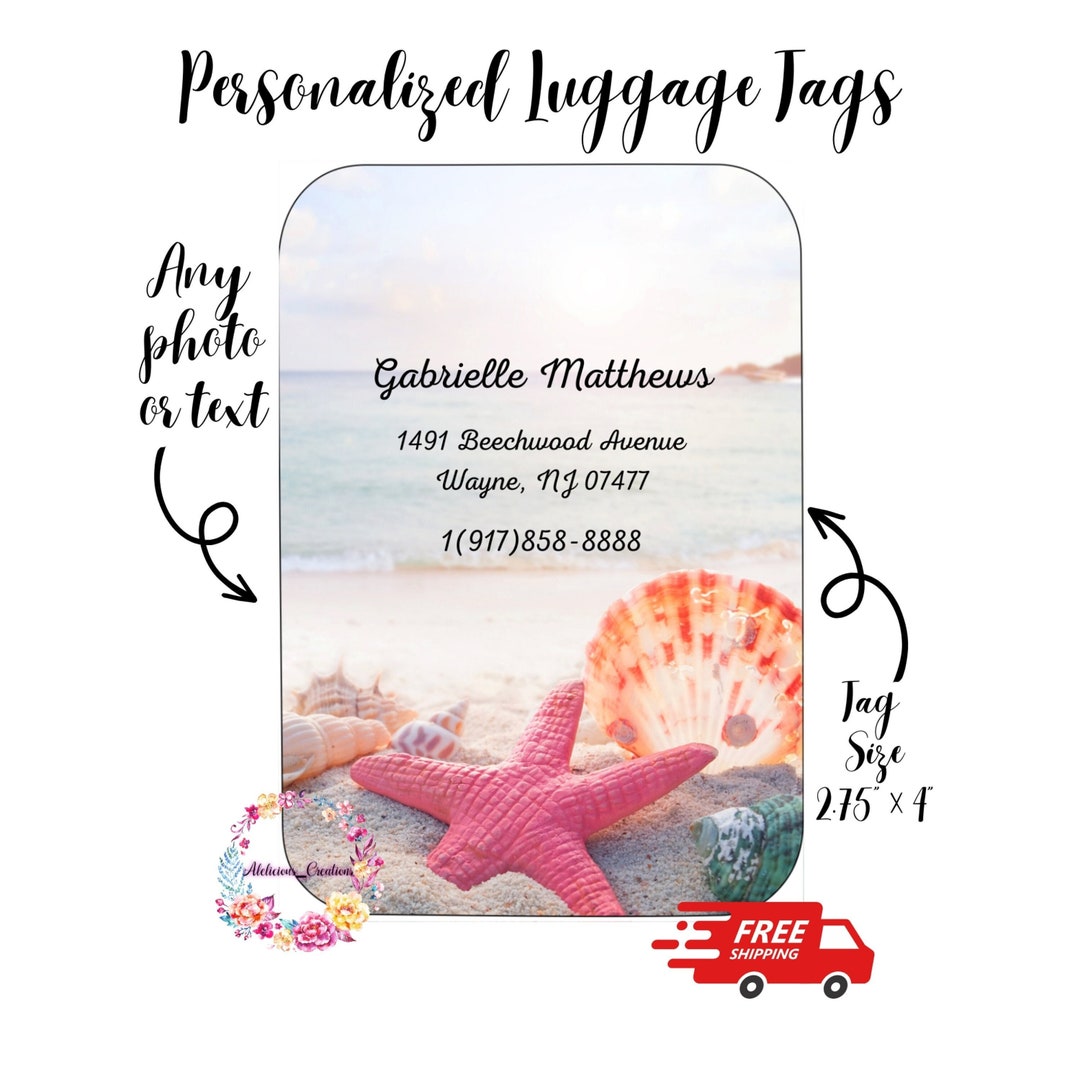 Personalized Beach Themed Acrylic Luggage Tags | Travel Gift | Vacation ...