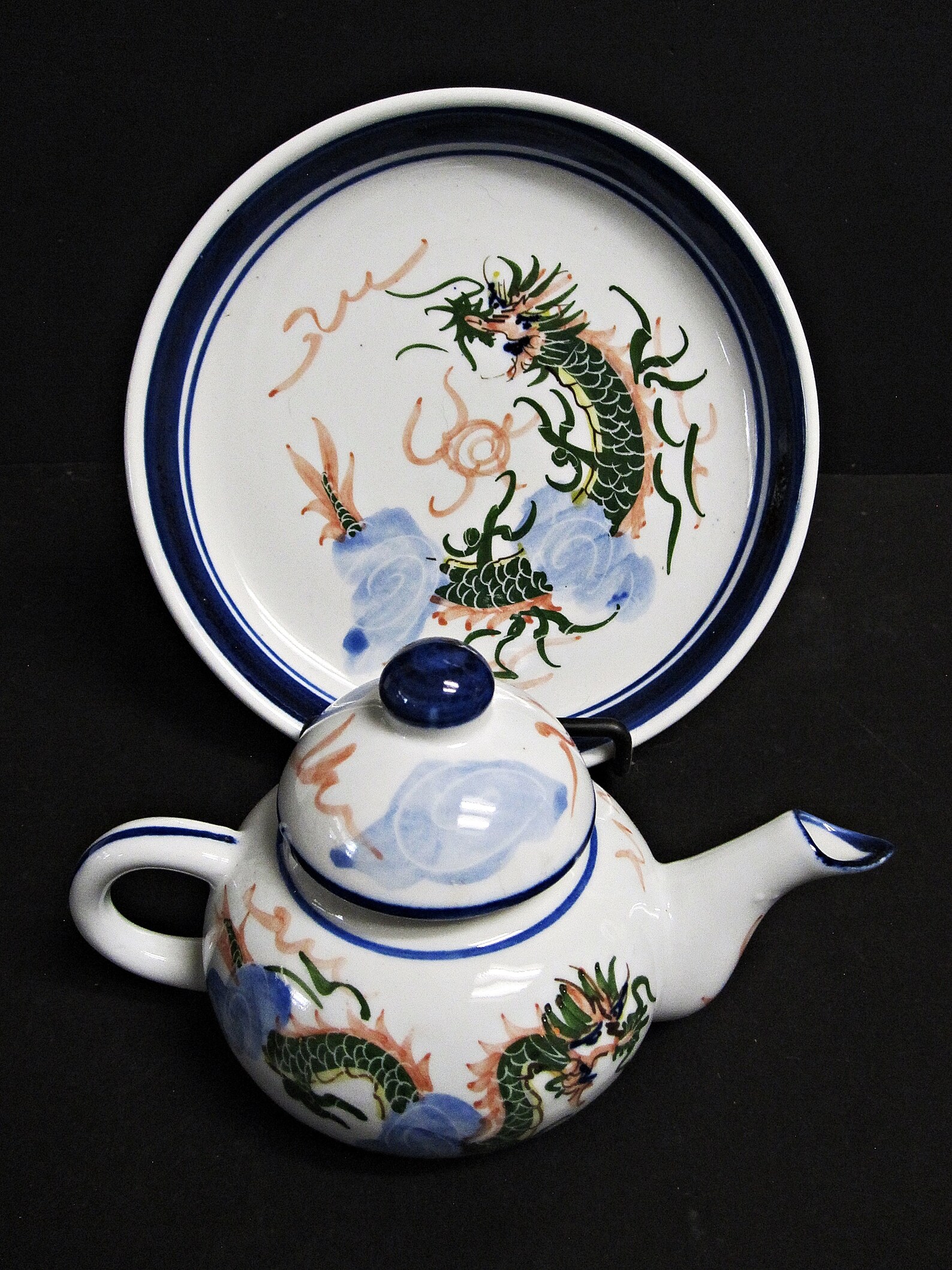 Old Hand Painted Three Clawed Dragon Chinese Teapot with | Etsy