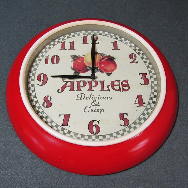 Red Wall Clock - Etsy